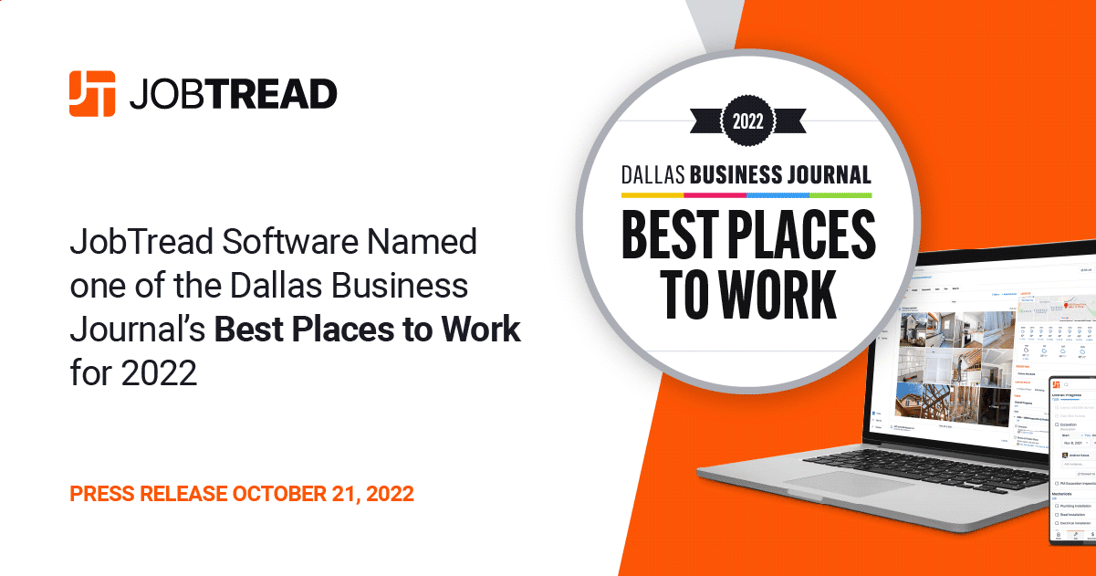 JobTread Software Ranked #2 Best Place to Work by the Dallas Business ...