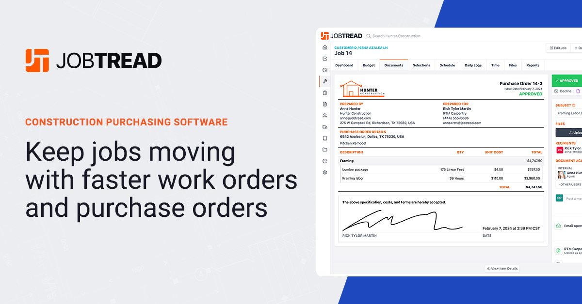 Construction Purchasing Software | JobTread
